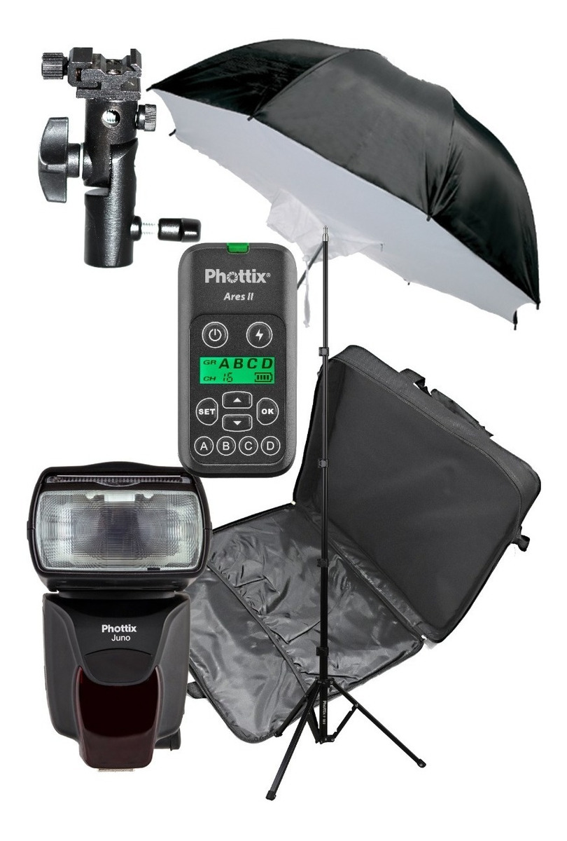 Kit Flash Phottix Juno + Emisor Sombrilla Brolly Pie Bolso – MegaFoto