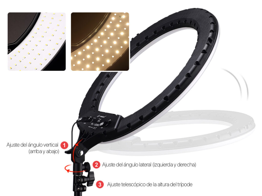 Aro de Luz LED Visico RL-18BK 43 cm - Kit Profesional con Tr?pode ...